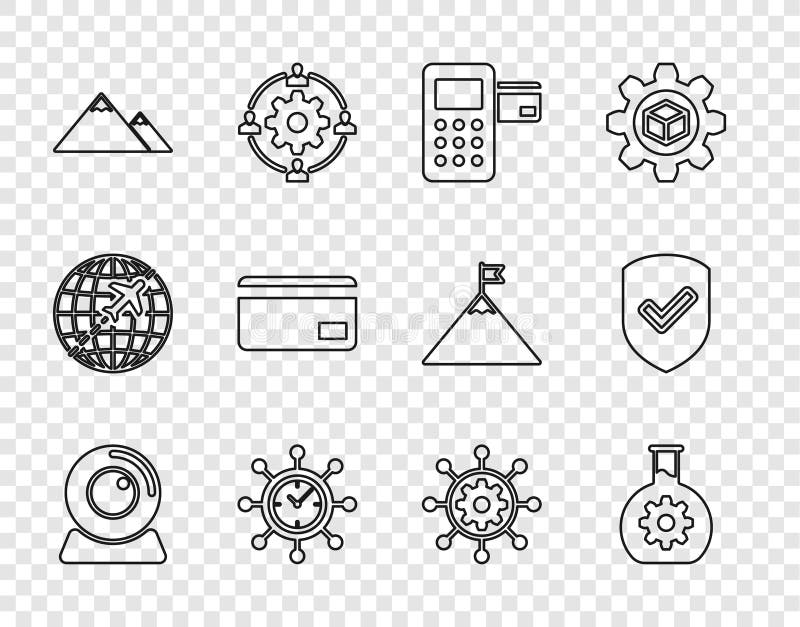Set Line Web Camera, Bioengineering, Pos Terminal, Clock and Gear ...