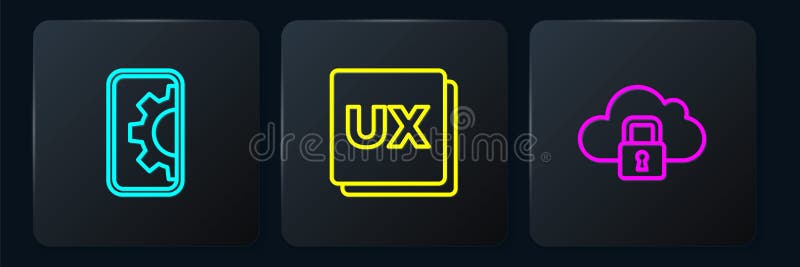 Set Line Web Development, Cloud Computing Lock and UI or UX Design ...