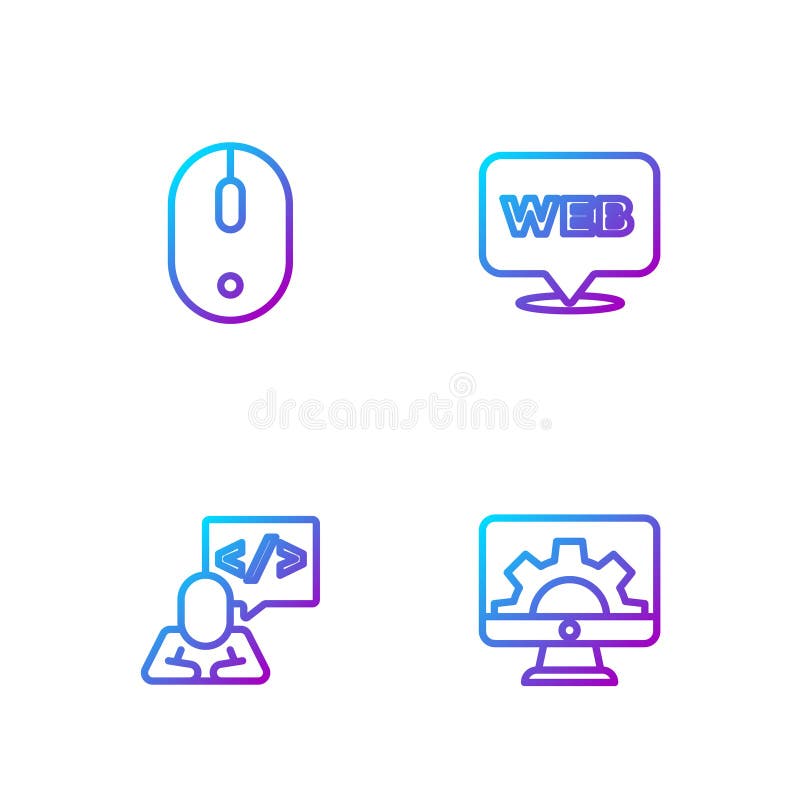 Set Line Web Development, Front End, Computer Mouse and and Graphic ...