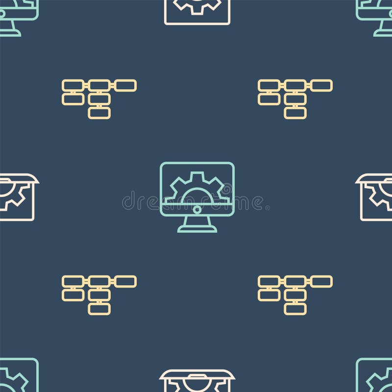 Set Line Web Development, Site Map and on Seamless Pattern. Vector ...