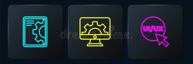 Set Line Web Development, UI or UX Design and . Black Square Button ... Set Line Web Development, UI or UX Design and . Black Square Button ...