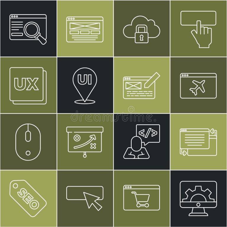 Set Line Web Development, UI or UX Design, Website Template, Cloud ...