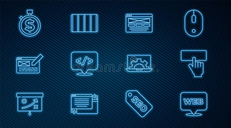 Set Line Web and Graphic Design, Keyboard, UI or UX, Front End Development, Time is Money, and ...