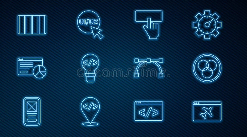 Set Line Website Template, RGB and CMYK Color Mixing, Keyboard, Front End Development, Statistic ...