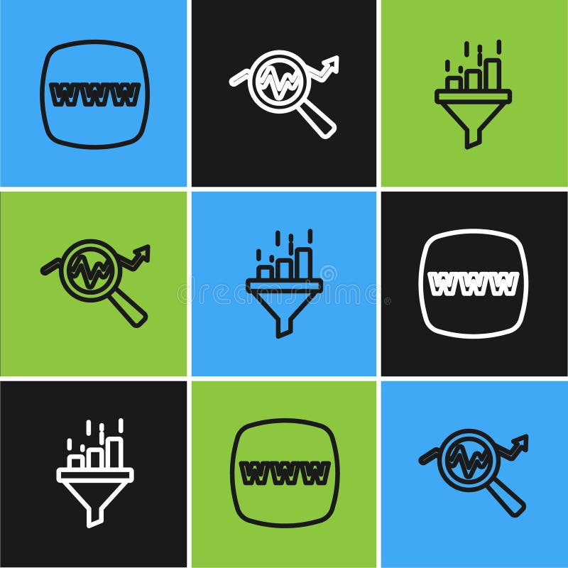 Set Line Website Template, Sales Funnel with Chart and Search Data ...