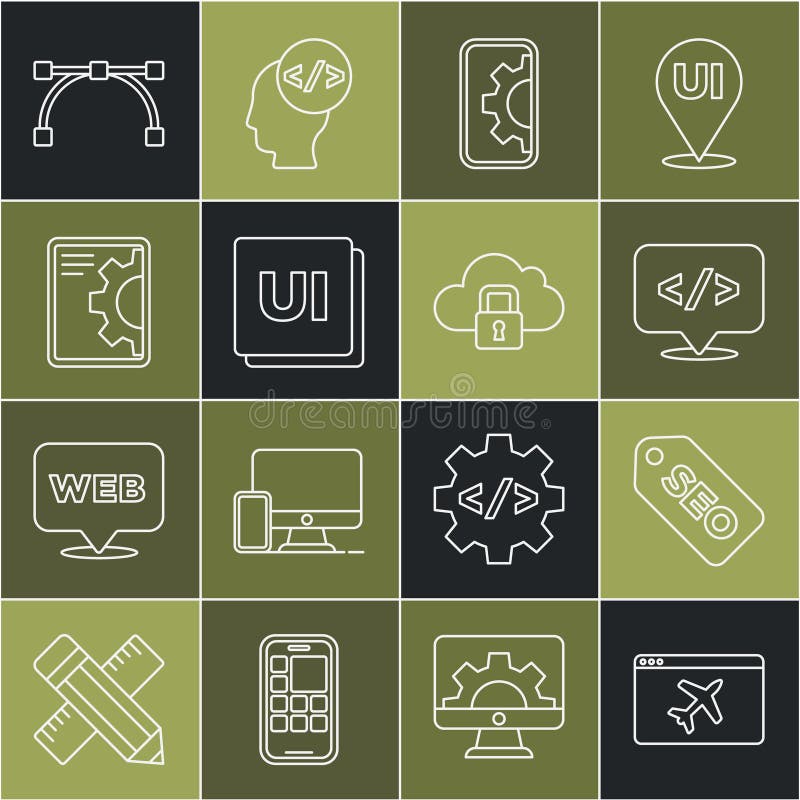 Set Line Website Template, SEO Optimization, Front End Development, UI or UX Design, Bezier ...