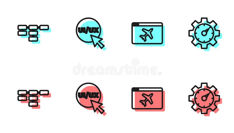 Set Line Website Template, Site Map, UI or UX Design and Statistic Icon. Vector Stock Vector ...