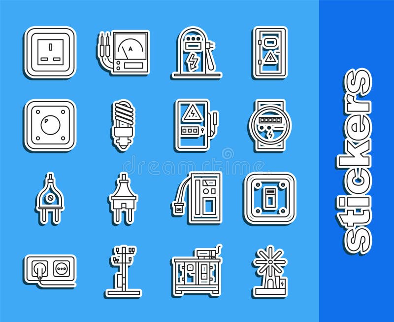 Set Line Wind Turbine, Electric Light Switch, Meter, Car Charging ...