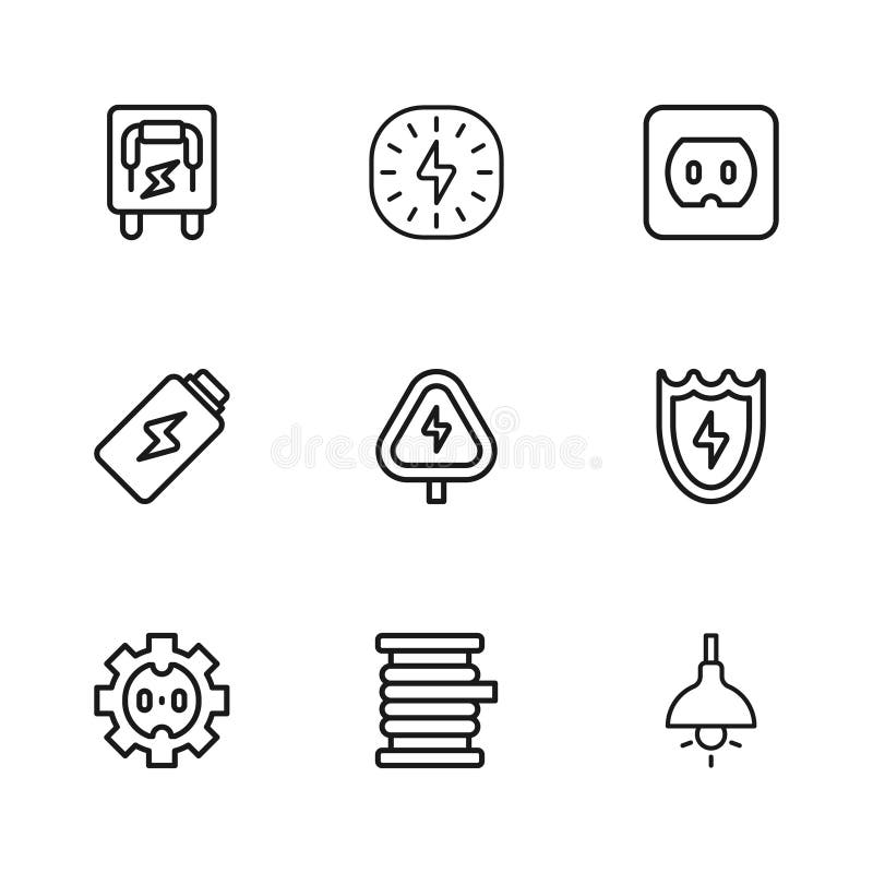 Set Line Wire Electric Cable on Reel, Lightning and Shield, Lamp ...