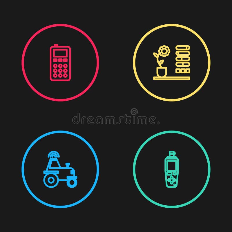 Set Line Wireless Tractor on Smart Farm, Portable Sensor, Flower Status ...