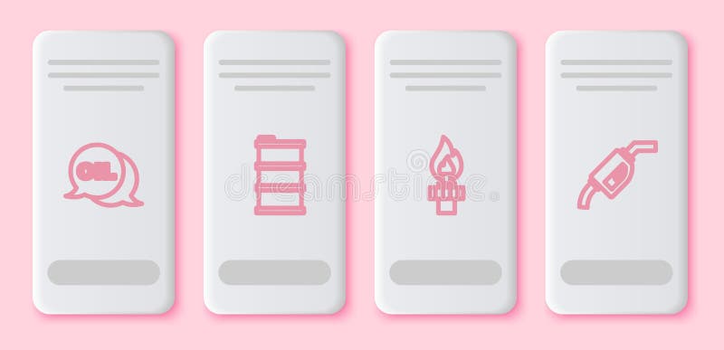 Set Line Word Oil, Barrel, Oil Rig with Fire and Gasoline Pump Nozzle ...