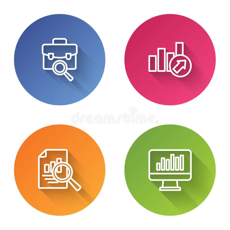 Set Line Work Search, Financial Growth, Document with Graph Chart and ... Set Line Work Search, Financial Growth, Document with Graph Chart and ...