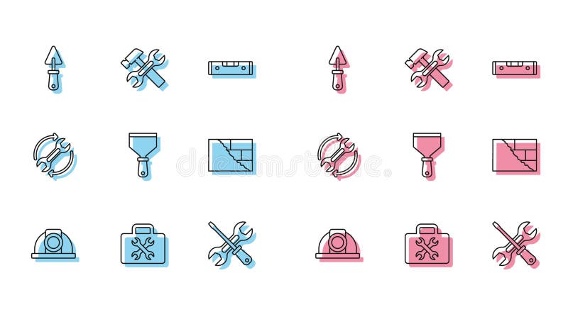 Set Line Worker Safety Helmet, Toolbox, Trowel, Screwdriver and Wrench ... Set Line Worker Safety Helmet, Toolbox, Trowel, Screwdriver and Wrench ...
