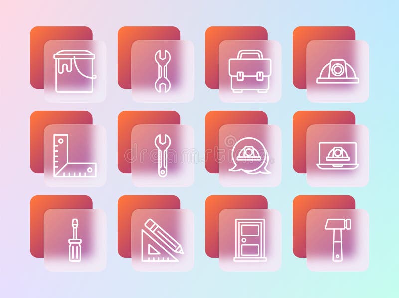 Set Line Worker Safety Helmet, Triangular Ruler and Pencil, Closed Door ...