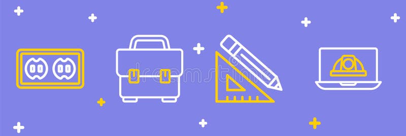 Set Line Worker Safety Helmet, Triangular Ruler and Pencil, Toolbox and ...