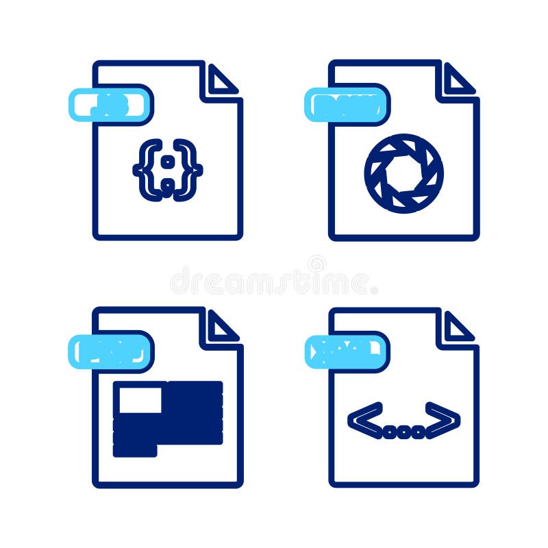 Set Line Xml File Document Pdf Raw And Js Icon Vector Stock Illustration Illustration Of