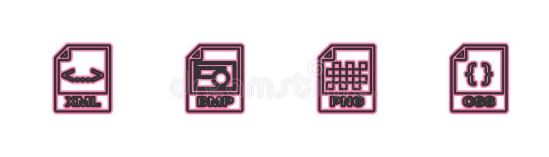 Set Line XML File Document, PNG, BMP and CSS Icon. Vector Stock Vector ... Set Line XML File Document, PNG, BMP and CSS Icon. Vector Stock Vector ...