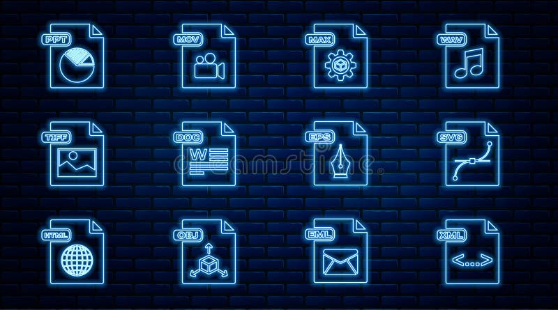 Set Line XML File Document, SVG, MAX, DOC, TIFF, PPT, EPS and MOV Icon ... Set Line XML File Document, SVG, MAX, DOC, TIFF, PPT, EPS and MOV Icon ...