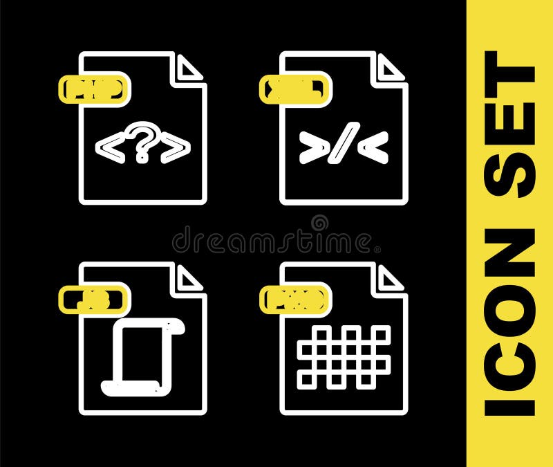 Set Line XSL File Document, PNG, JS and PHP Icon. Vector Stock ... Set Line XSL File Document, PNG, JS and PHP Icon. Vector Stock ...