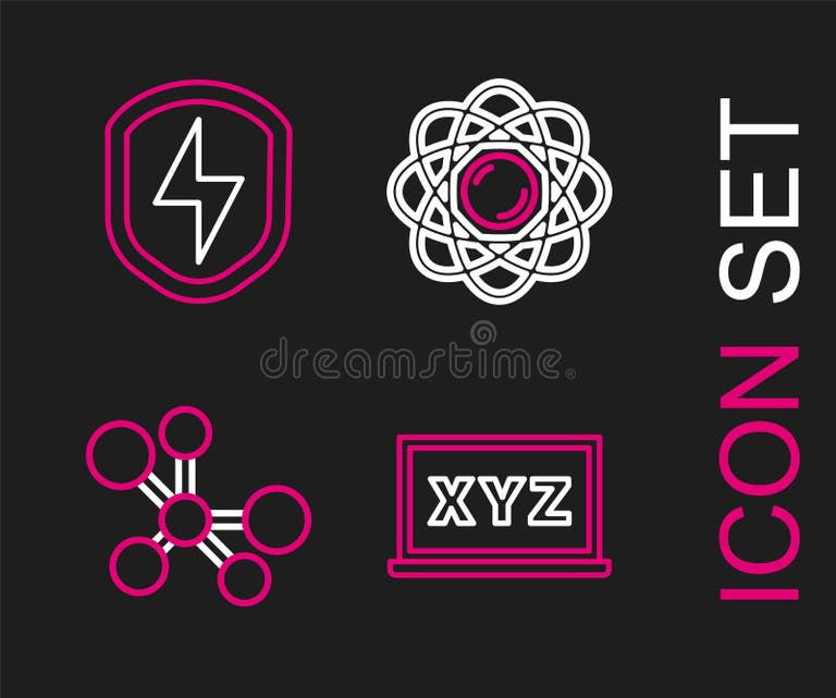 Set Line XYZ Coordinate System, Molecule, Atom and Secure Shield with ...