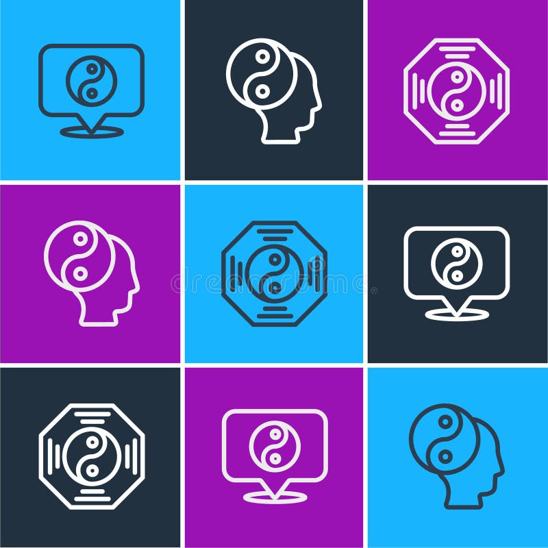 Set Line Yin Yang Symbol, and Icon. Vector Stock Vector - Illustration ...