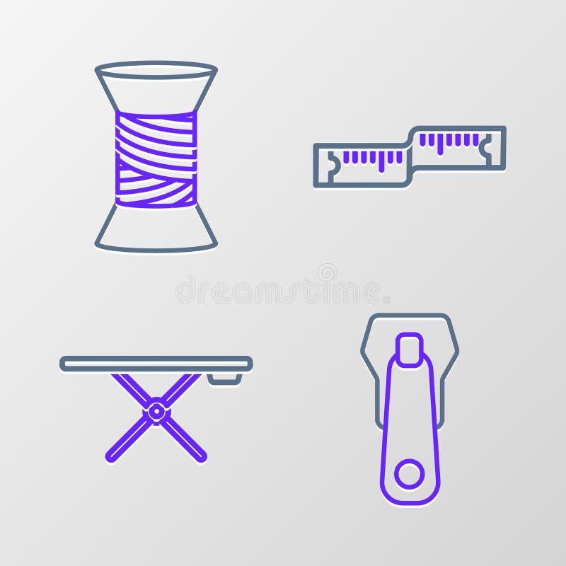 Set Line Zipper, Ironing Board, Tape Measure and Sewing Thread Spool ...