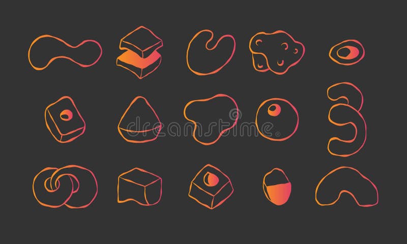 Set of Linear Abstract Figures Stock Vector - Illustration of cool ...