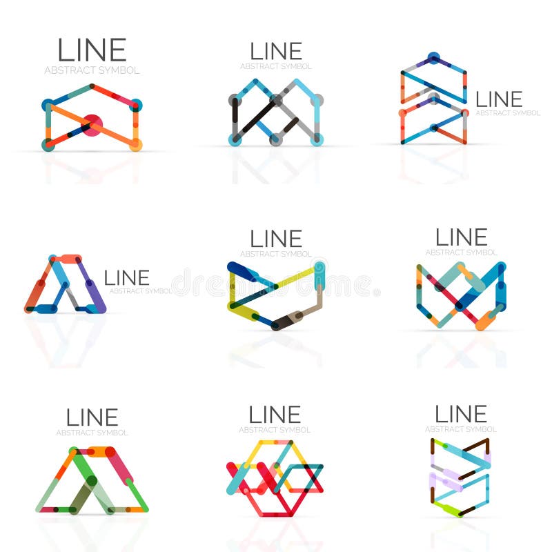 Set of Linear Abstract Geometrical Icons and Logos Stock Vector ...