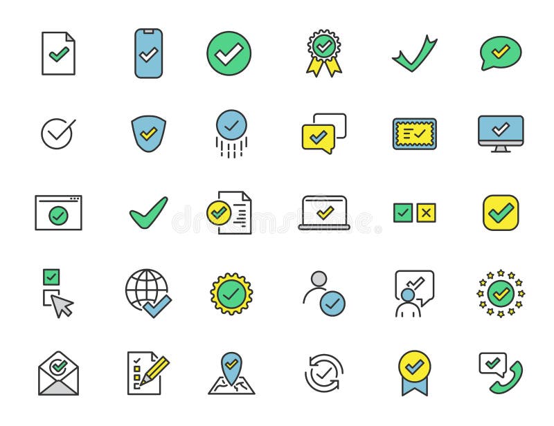 Approve app icons set stock vector. Illustration of digital - 175558355