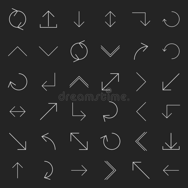 Set of Linear Arrow, Vector Illustration. Stock Vector - Illustration ...