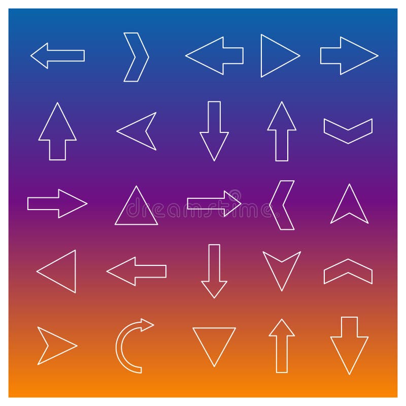 Set of Linear Arrow, Vector Illustration. Stock Vector - Illustration ...