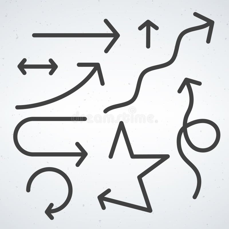 Set of Linear Arrows of Different Shapes and Directions. Stock Vector ...