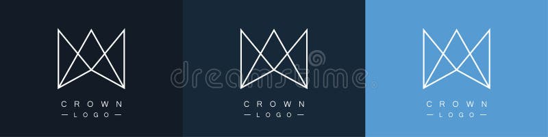 Set of Linear Crown Logos. Royal Symbol. Modern Minimalistic Style ...