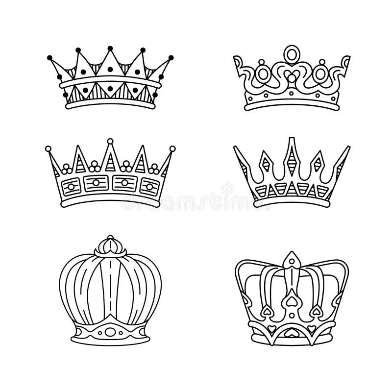 Set of Linear Crowns of Different Shape on a White Background. Stock ...