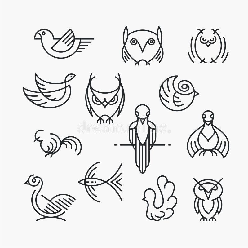 Set of Linear Design Birds, Line Birds Symbols. Stock Vector ...