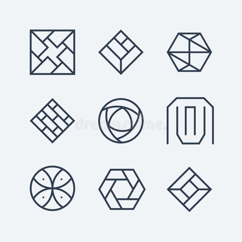 Set Of The Linear Design Elements, Emblems, Labels And Signs Stock ...