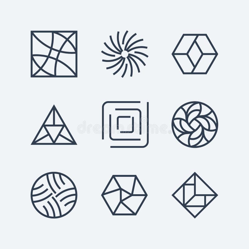 Set of the Linear Design Elements, Emblems, Labels and Signs Stock ...