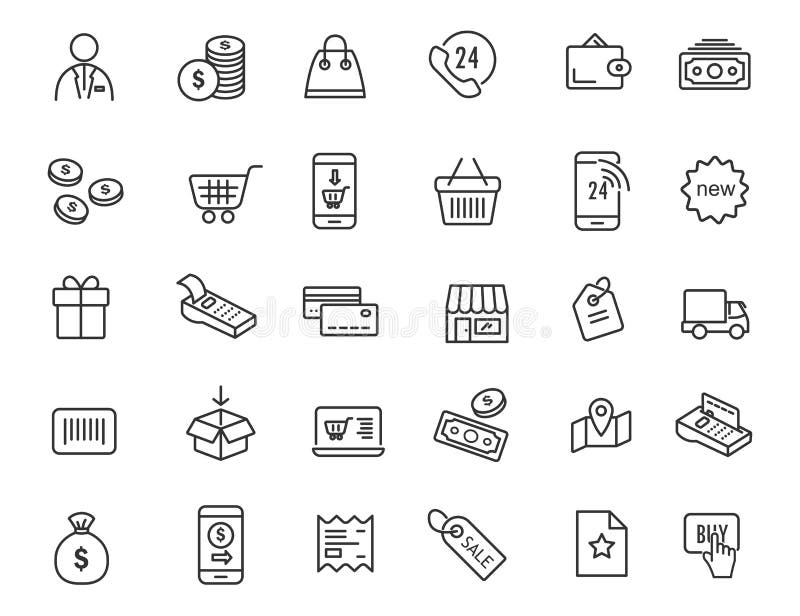 Set of Linear E-commerce Icons. Shopping Icons in Simple Design Stock ...