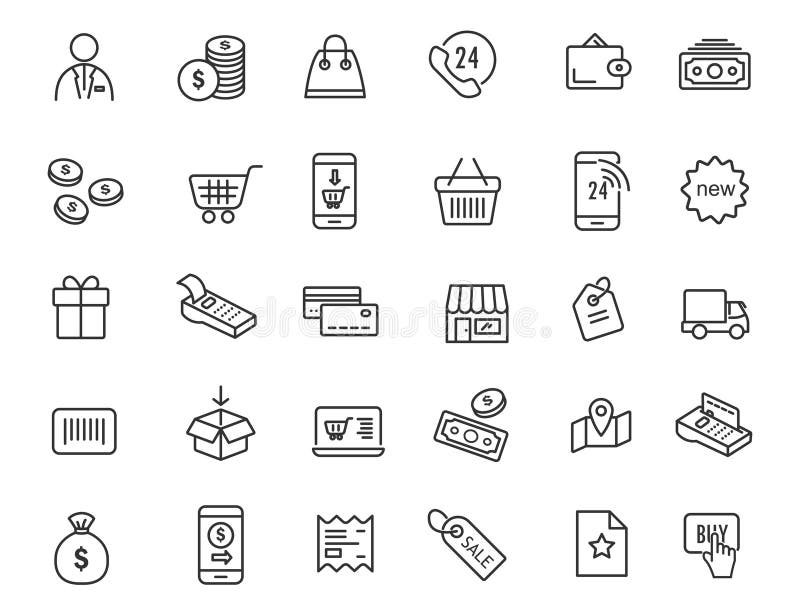 Set of Linear E-commerce Icons. Shopping Icons in Simple Design Stock ...