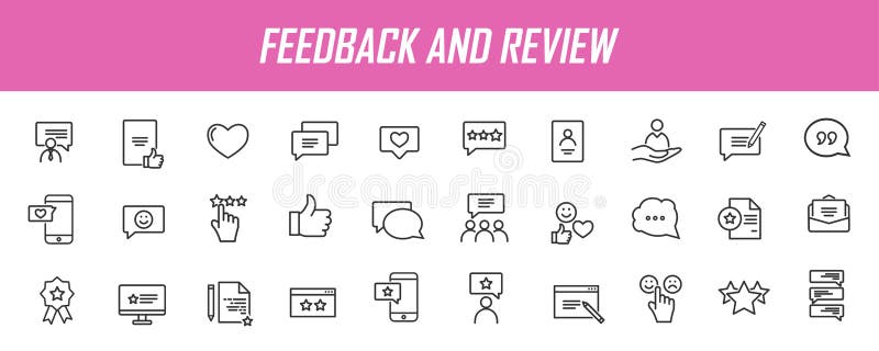 Set of Linear Feedback Icons. Customer Satisfaction Icons in Simple ...
