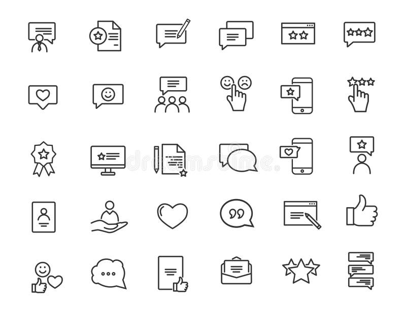 Set of Linear Feedback Icons. Customer Satisfaction Icons in Simple ...