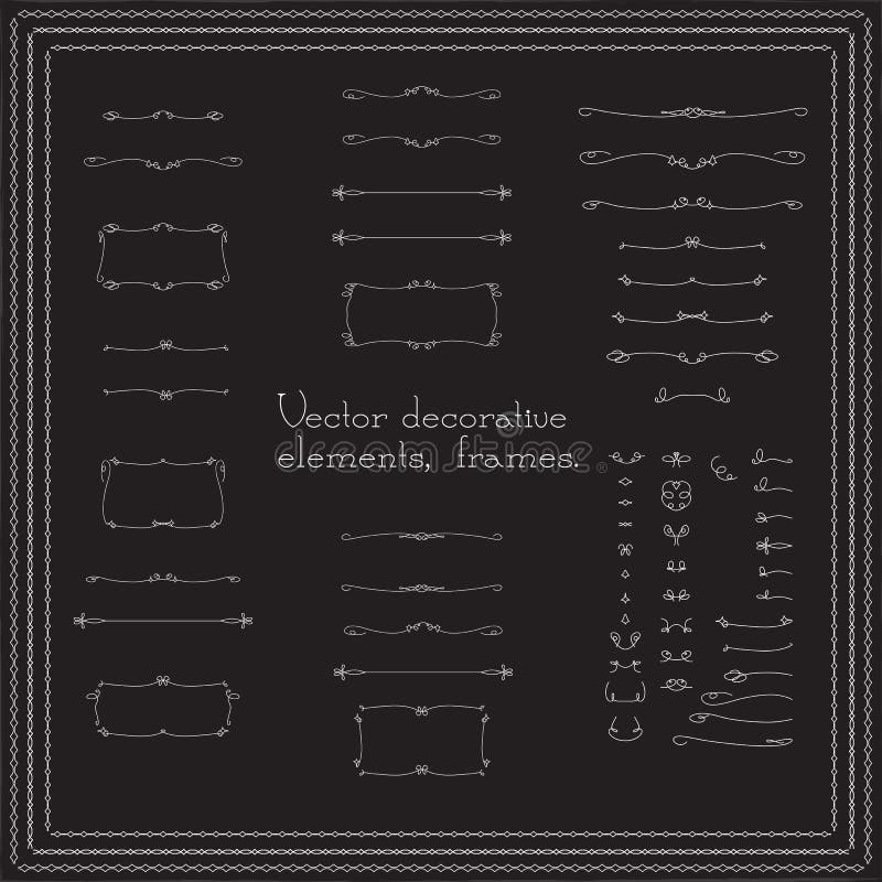 Set of Linear Frame, Border and Decorative Elements Stock Vector ...