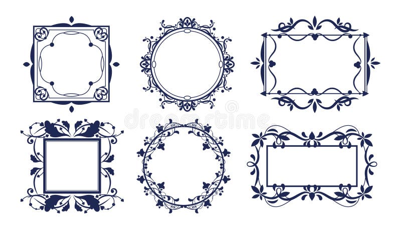Set of Linear Frames. Geometrical Shape Border Stock Vector ...