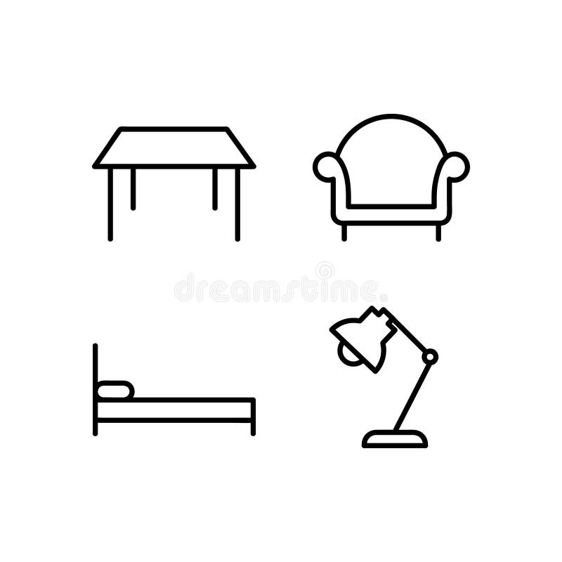 Set of Linear Furniture Icon Design Collection Stock Illustration ...