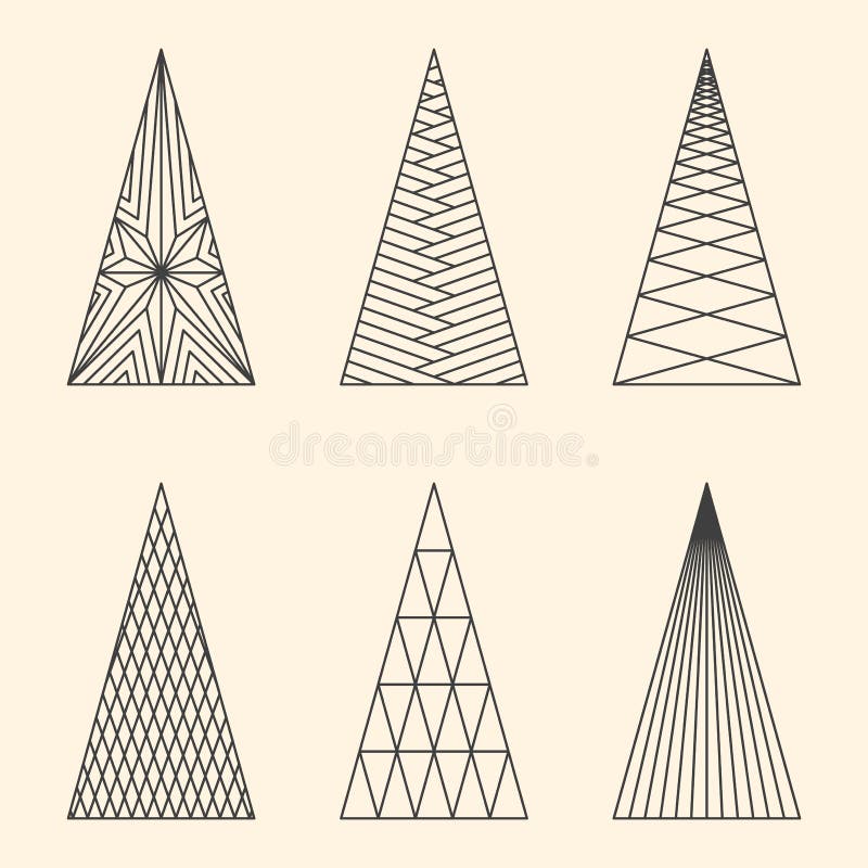 Set of Linear Graphic Stylized Christmas Trees Stock Vector ...
