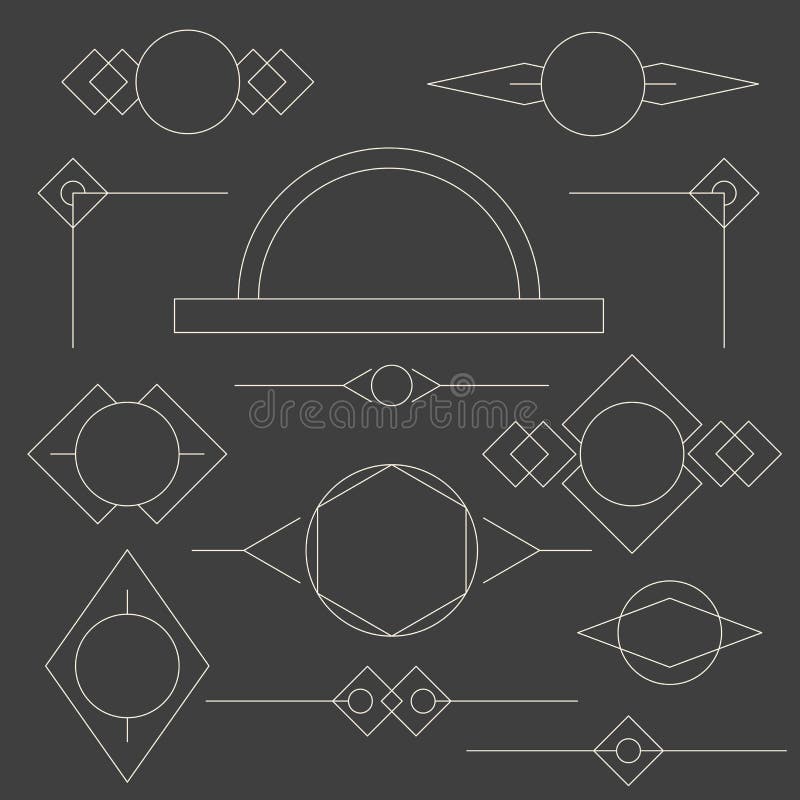 Set of Linear Graphic Stylized Frames and Borders Stock Vector ...