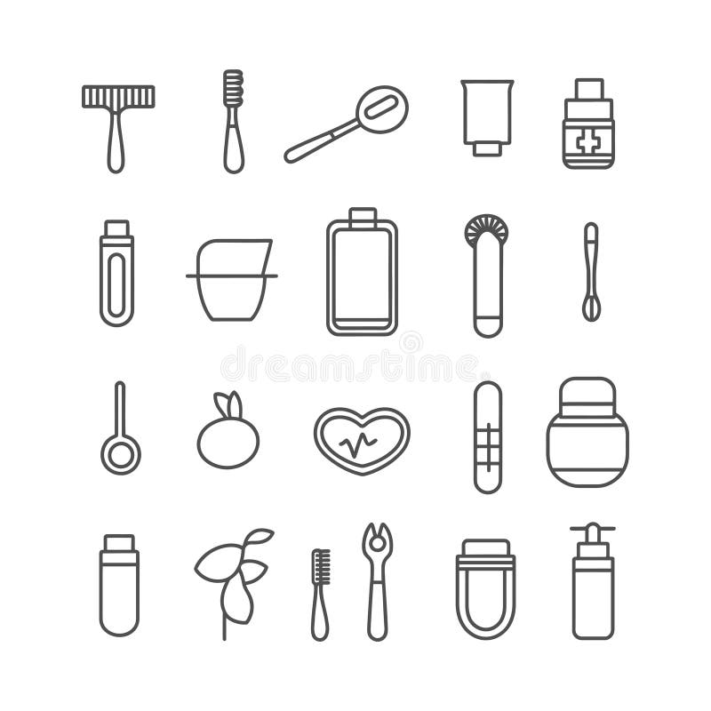 Collection of Simple Line Icons for Hygiene and Health Stock Vector ...
