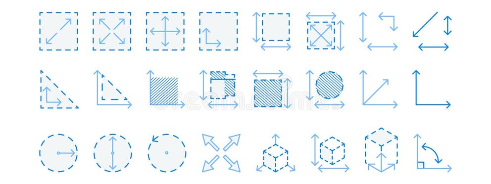 Set of Linear Icons of the Size or Area of a Room or Floor. Square ...