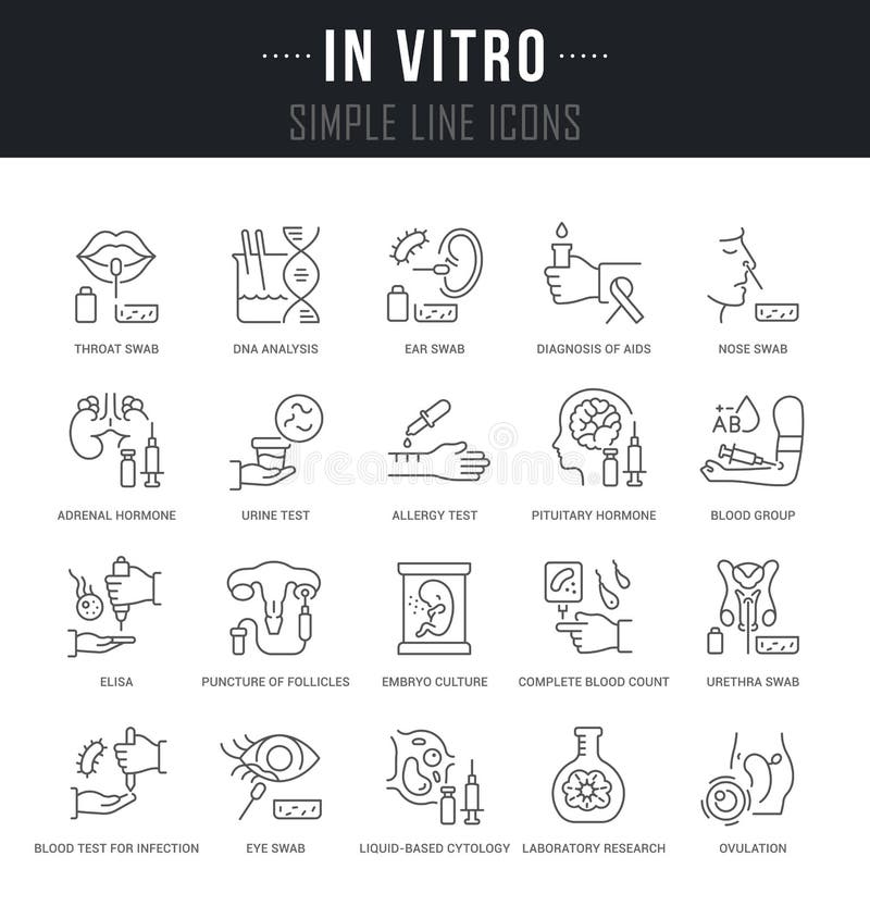 Set Vector Line Icons of in Vitro. Stock Illustration - Illustration of ...