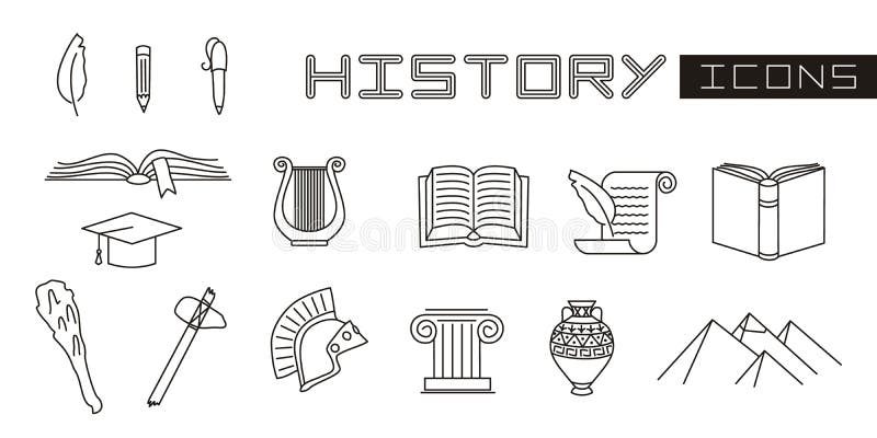 A Set of Linear Isolated Elements for History Stock Vector ...